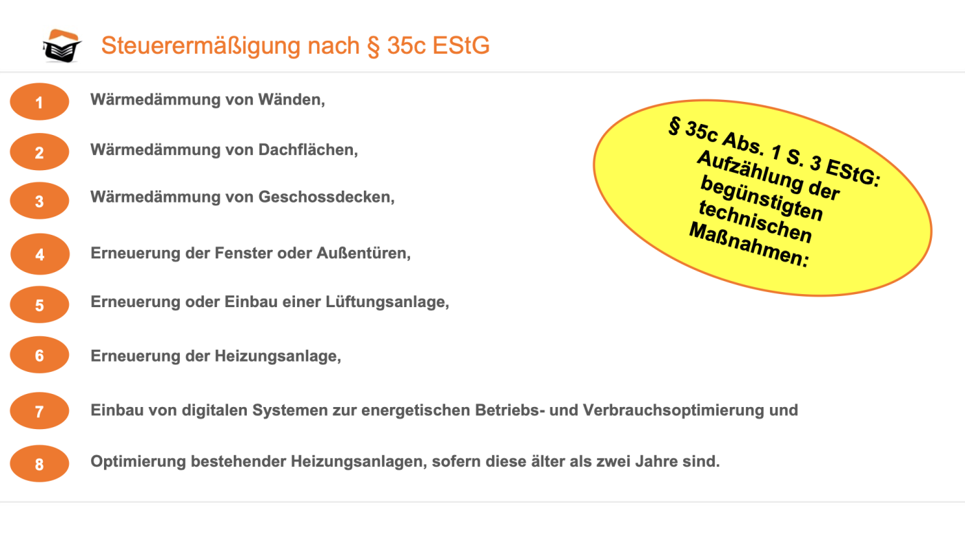 Steuerermäßigungen für energetische Maßnahmen, § 35c EStG