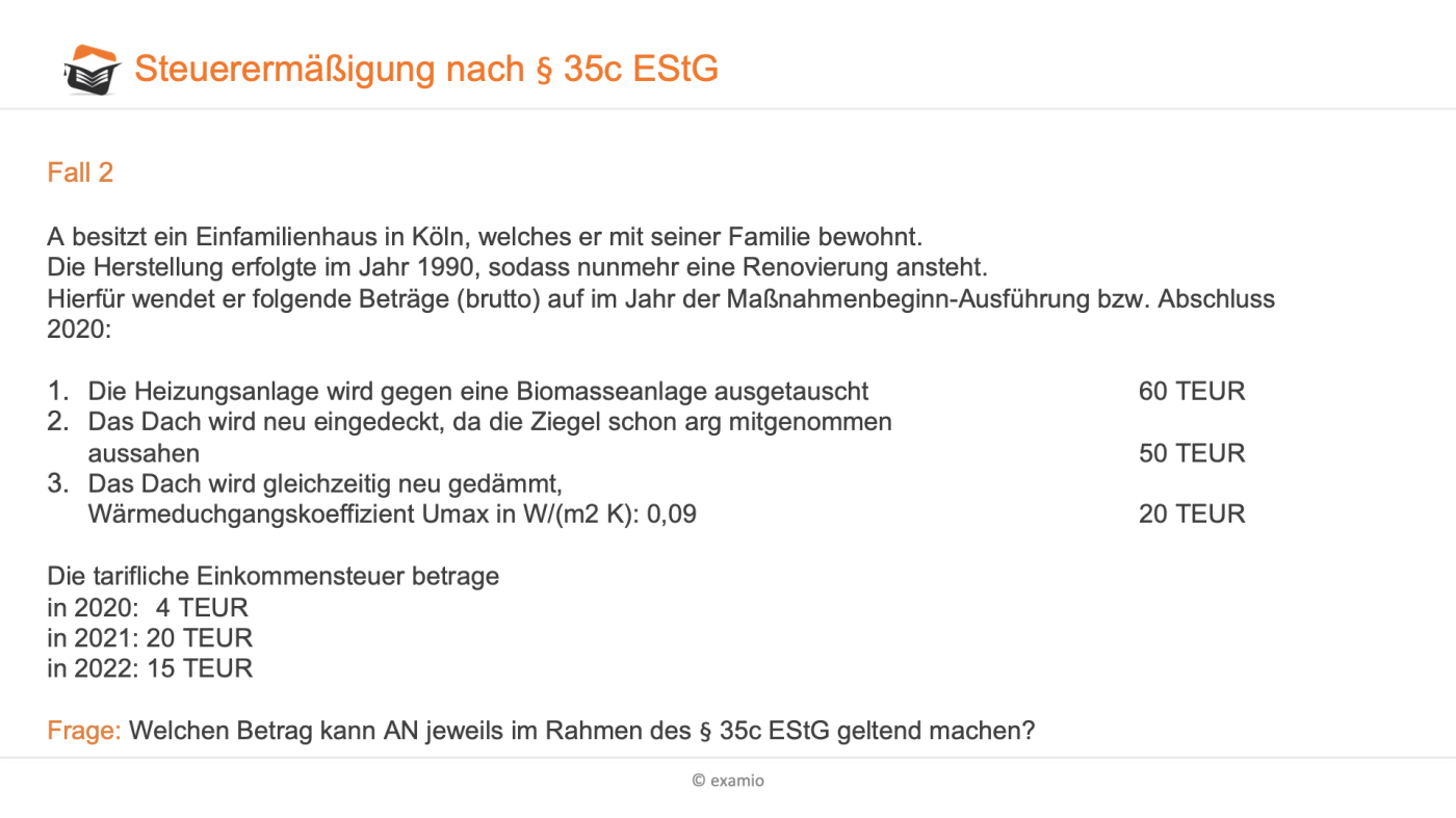 Steuerermäßigungen für energetische Maßnahmen, § 35c EStG