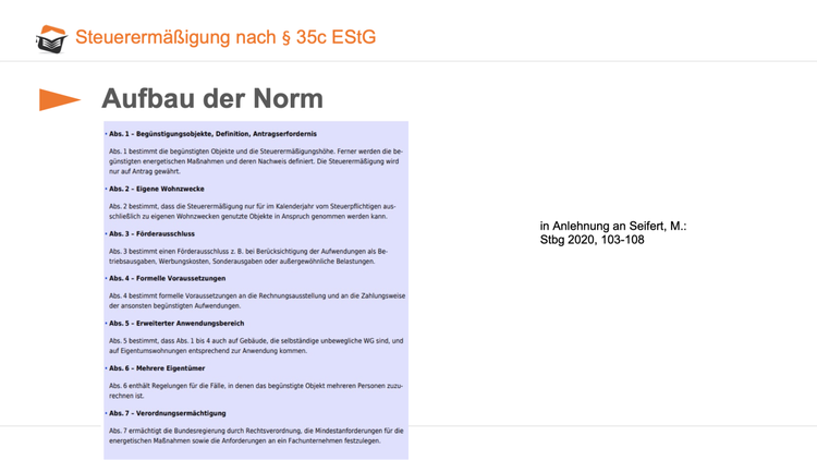 Steuerermäßigungen für energetische Maßnahmen, § 35c EStG